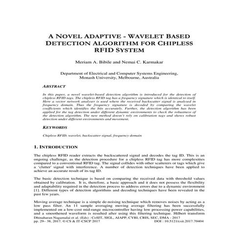 A Novel Adaptive Wavelet Based Detection Algorithm For Chipless Rfid System Pdf 