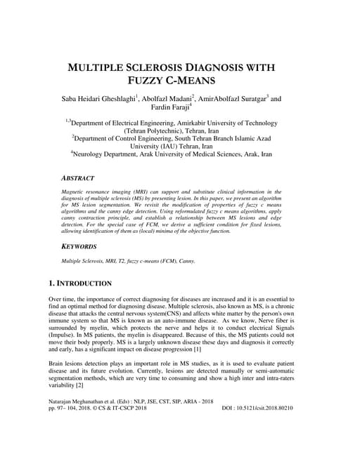 A Survey On Identification Of Multiple Sclerosis Lesions From Brain MRI ...