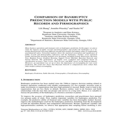 COMPARISON OF BANKRUPTCY PREDICTION MODELS WITH PUBLIC RECORDS AND ...