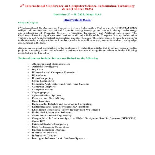 International Conference on Computer Science and Information Technology ...