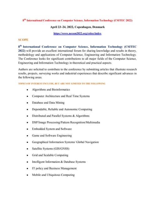 9 th International Conference on Foundations of Computer Science & Technology (CST 2022) | PDF