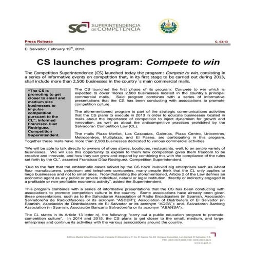 Cs launches program compete to win | PDF