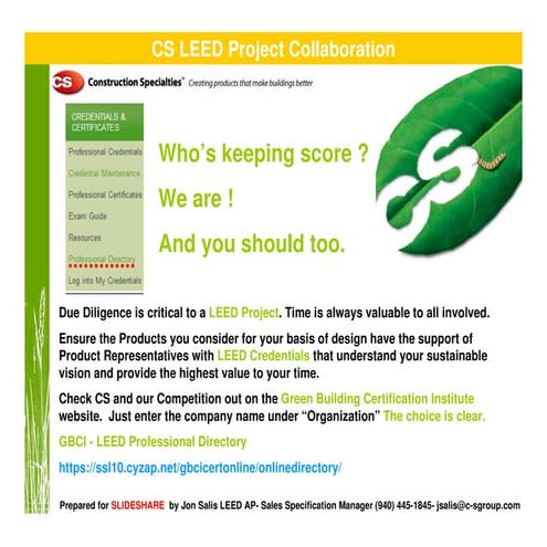 Construction Specialties LEED Project Collaboration | PDF