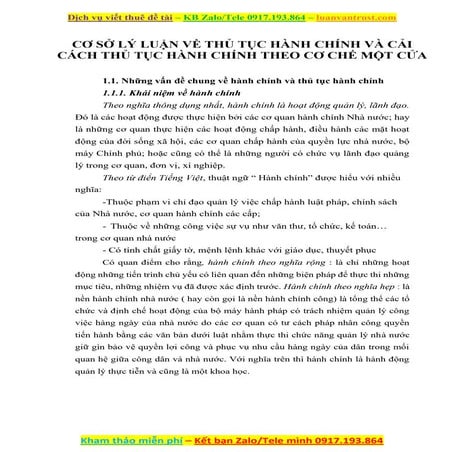 Cơ sở lý luận về thủ tục hành chính và cải cách thủ tục hành chính theo ...
