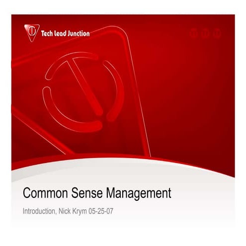 Common Sense Management - Introduction | PPT