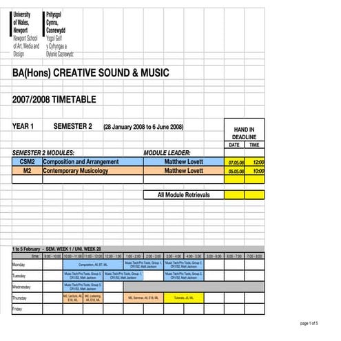 Creative Music Practice Semester Two | XLS