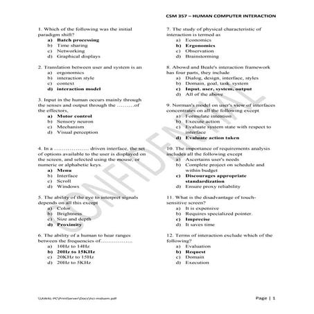 CSM 357 - HCI-MIDSEM.pdf please you can download | PDF