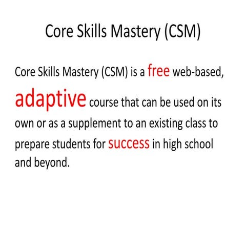 Core Skills Mastery Overview | PPT