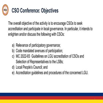 CSO Conference Objectives needs and wants | PPTX