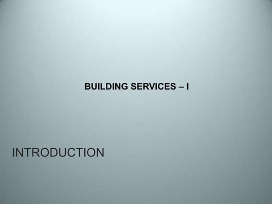 Introduction To Building Services | PPT