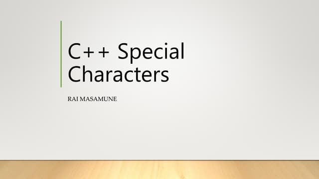 C Special Characters pptx c-special-characters-pptx