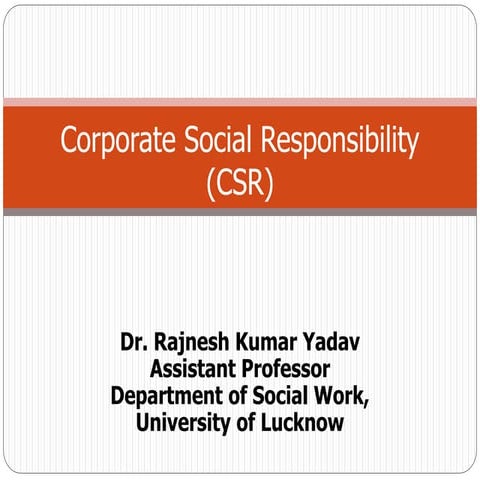 Corporate Social Responsibility (CSR) | PPT