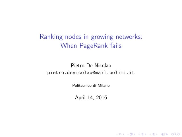 Ranking Nodes In Growing Networks When Pagerank Fails Pdf Social Networking Internet