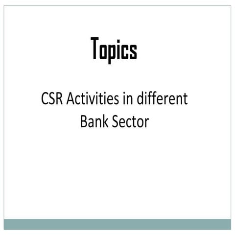 Csr activities in different bank sector | POT
