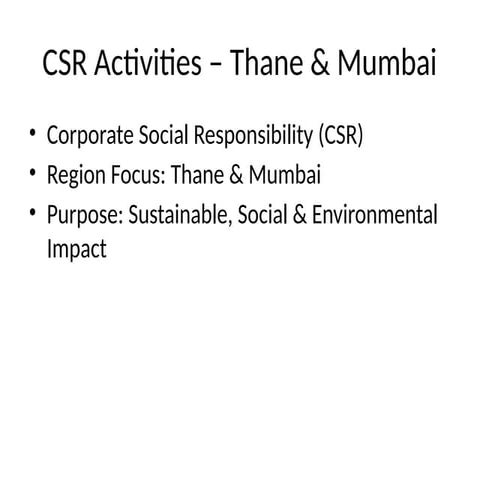 CSR Activities options and Activities for the corporates | PPTX