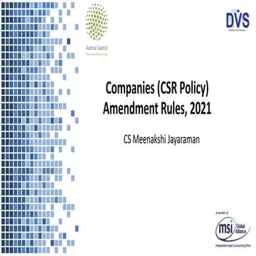 Companies (CSR Policy) Amendment Rules, 2021 | PPTX