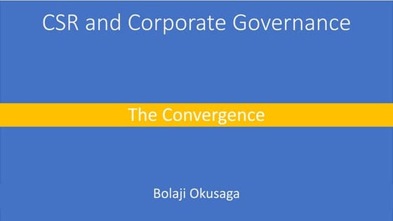 Corporate Governance Vs. Corporate Social Responsibilities | PPT