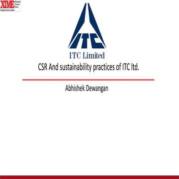 CSR and Sustainability practices of ITC annual report 2018 | PPTX