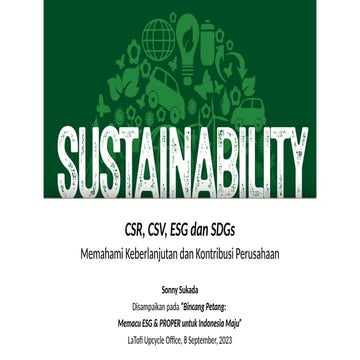 CSR CSV ESG SDGs untuk tim csr agar lebih paham | PPT
