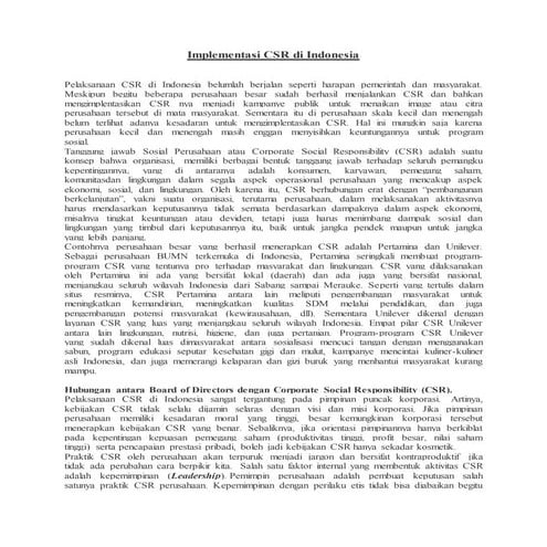 Manfaat corporate social responsibility | PPTX