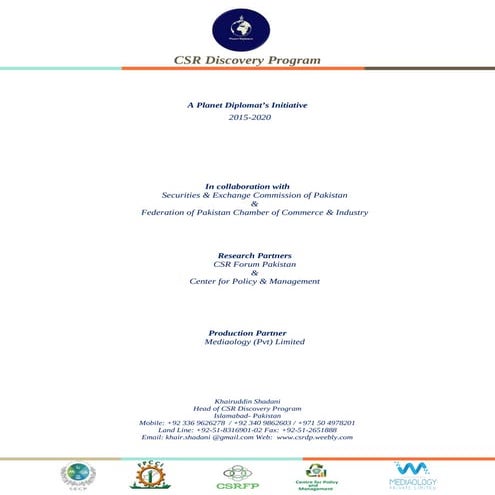 CSR Discovery Program - International Documentary Series on CSR | PDF