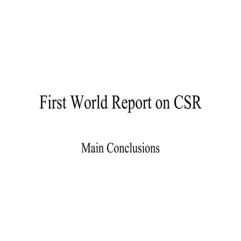 C S R First World Report | PPT
