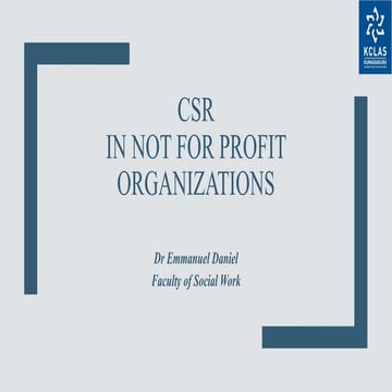 CSR in Not for Profit Organisations | PPTX