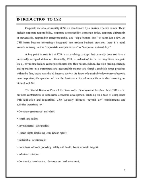 Corporate social responsibility lecture notes | PDF