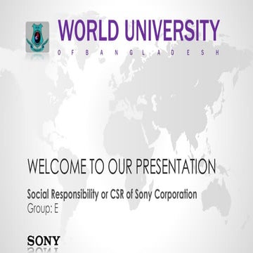 Corporate Social Responsibility (CSR) of Sony Corporation | PPTX | Home ...