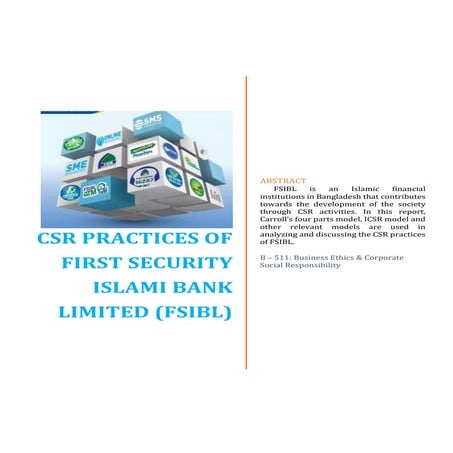 CSR PRACTICES OF FIRST SECURITY ISLAMI BANK LIMITED (FSIBL) | PDF