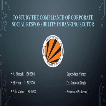 Csr spending of indian banking sector | PPTX