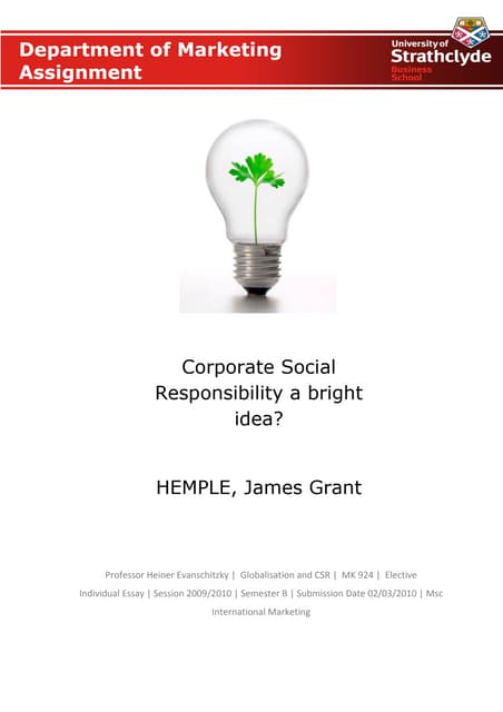 Corporate Social Responsibility (CSR) and its impact on business. | PPT