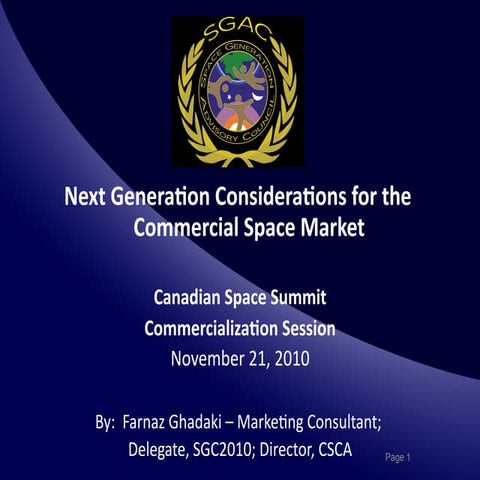 Space Commercialization - NextGen | PDF