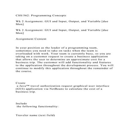 Css562 Programming Conceptswk 2 Assignment Gui And Input Outdocx 0827