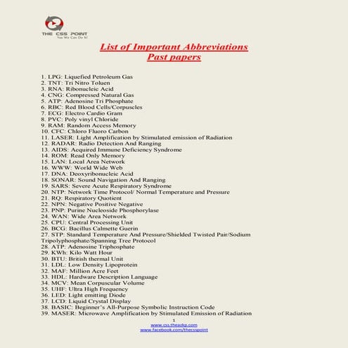 CSS Abbreviation for the most tough examination | PDF