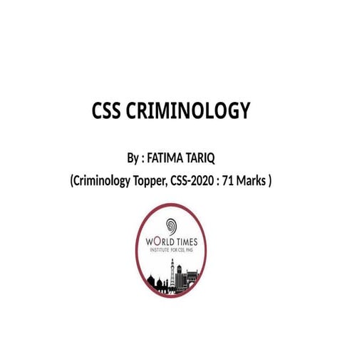 AN OVERVIEW OF CSS CRIMINOLOGY SYLLABUS | PPTX