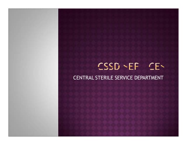 CSSD by Dr Zulfiquer Ahmed Amin | PPTX