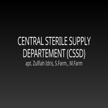 Farmasi Rumah Sakit - CSSD (Central Sterile Supply Department) | PDF