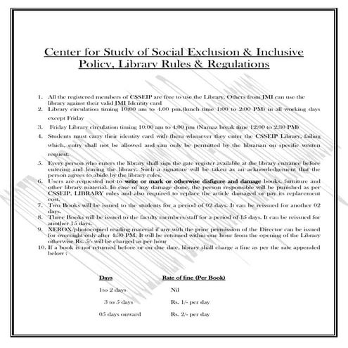 Library rules & regulations | PDF