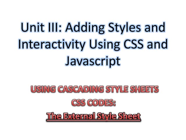 Css External Style Sheet Pptx Web Design And Html Internet 6924