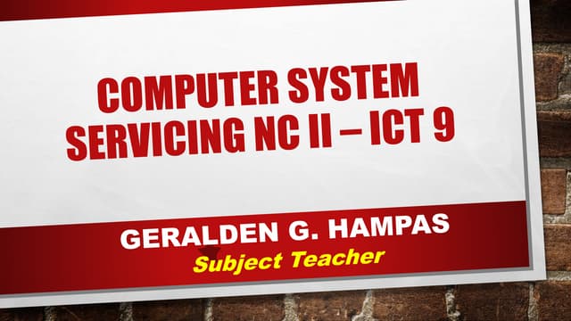 COMPUTER SYSTEMS SERVICING GRADE 11 - Chapter 1.pptx