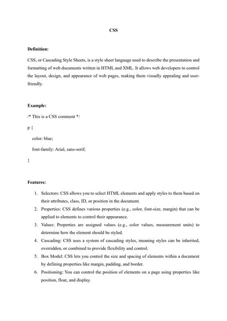 CSS Overview | PDF CSS Overview | PDF