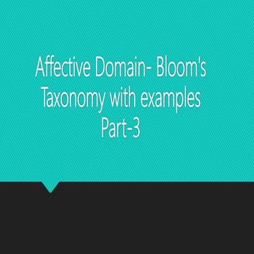 Affective Domain- Bloom's Taxonomy with examples part-3 | PPT