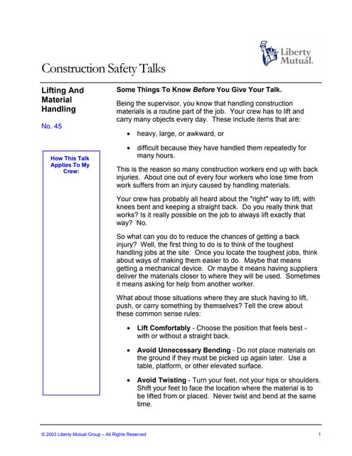 Safe lifting | PDF