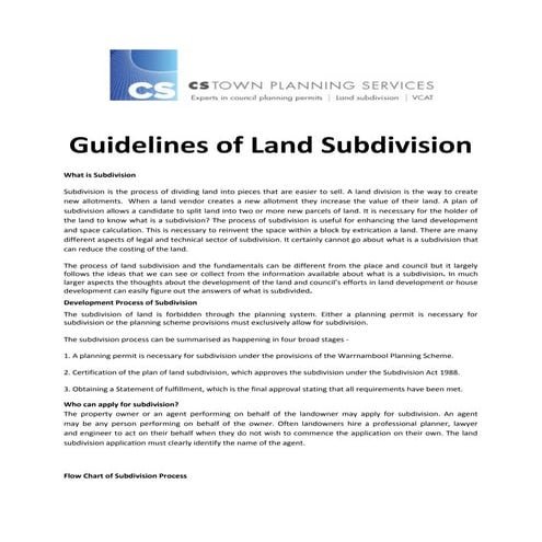 Guidelines of Land Subdivision | PDF
