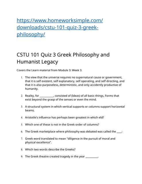 CSTU 101 Quiz 1,2,3,4.docx | Religion & Spirituality
