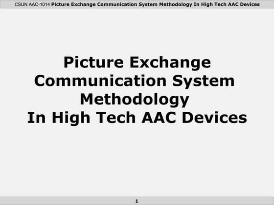 Pecs Picture Exchange Communication System | PPT