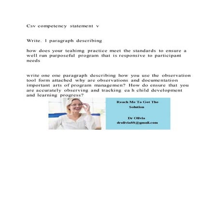 Csv competency statement v Write. 1 paragraph describing h | PDF