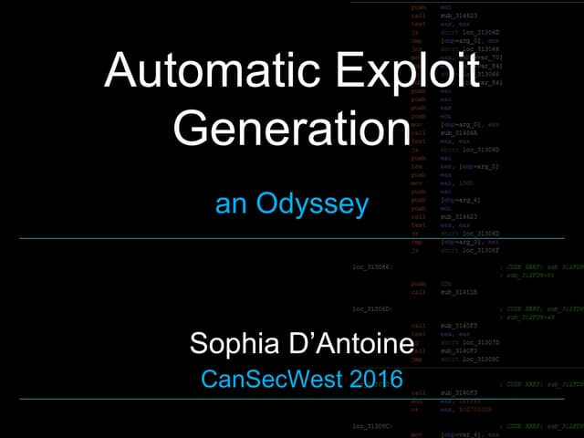 Csw2016 D Antoine Automatic Exploitgeneration Ppt