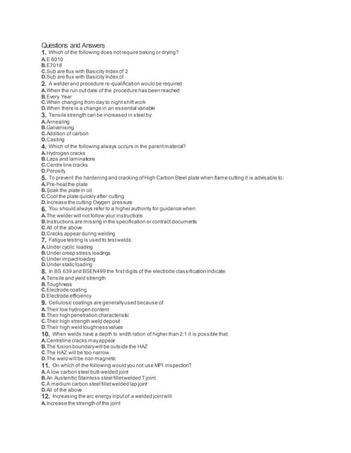 Cswip 3.1 question & Answers | PDF